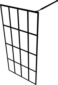 Zástěna do průchozí sprchy s policí černá 80x195 cm ESG/hliník 3185443