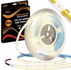 BERGE LED pásek COB Neon 24V - 480D - 9W/m - IP20 - 990lm - 5m - neutrální barva