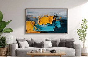 Zlatý kontrast - obraz - Moderní abstrakce s tyrkysovou energií 35A - A4 – 210 × 297 mm - 159 Kč