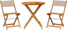 3dílný bistro set taupe textil a masivní dřevo 3281846