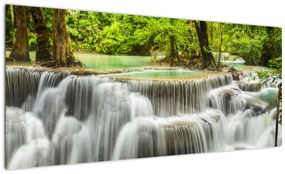 Obraz lesních vodopádů (100x40cm)