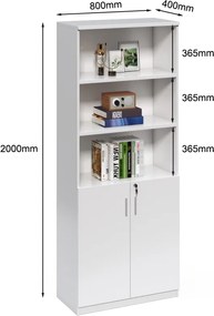Vysoká kancelářská skříň Houseland Prime Neo 01 80 cm bílá