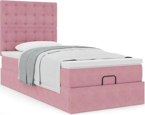 Osmanský rám postele s matracemi růžová 80x200cm samet 3313582