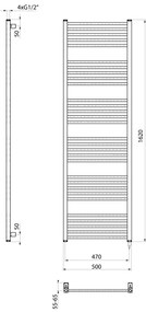 Sapho Sapho, METRO-E elektrické topné těleso, rovné, 600x1620 mm, 800 W, bílá, ME616