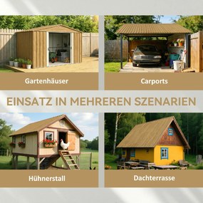 Outsunny 12 kusů trapézového plechu 129x45cm 7m² pozinkovaný střešní plech 0,25 mm odolný proti počasí přírodní dřevo