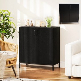 HOMCOM Moderní kuchyňská skříňka, kuchyňská skříňka se 2 dveřmi, nastavitelná police a zvýšená základna 80 x 40 x 90 cm, černá