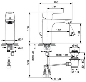 IDEAL STANDARD Connect Air- umyvadlová baterie stojánková, s odt. garniturou (5l / min) A7021AA