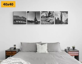 Set obrazů historické bohatství v černobílém provedení Varianta: 4x 60x60