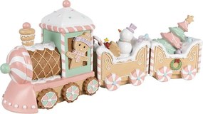 Barevný vánoční perníkový vláček Gingerbread Train Pastello - 45*12*19 cm