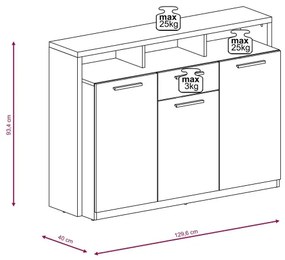Komoda LEBY dub sonoma/bílá