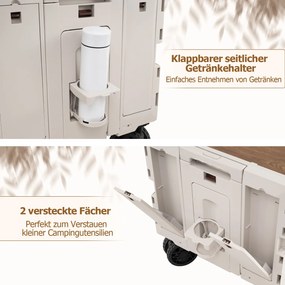 Costway Ruční vozík skládací ruční vozík se stolní deskou 2 úložné boxy