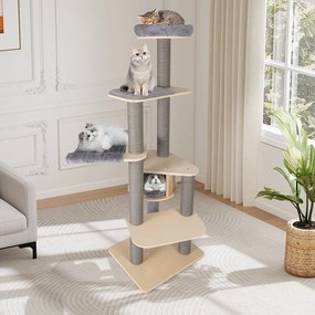 Costway 197 cm kočičí věž vícepatrový kočičí strom s polstrovaným horním