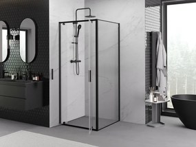 Mexen Exo, výklopná sprchová kabina, dveře 110 cm + boční stěna 110 cm, transparentní sklo, černá, 8182-110-110-70-00