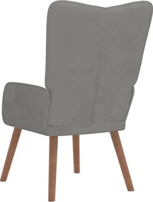 Relaxační křeslo světle šedé samet 327655