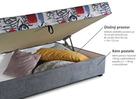 NEW DESIGN postele Postel VARIO s dlouhým čelem a úložným prostorem, matrace a rošt v ceně, 90×200 cm Velikost postele: 90 × 200 cm, Strana: Pravá