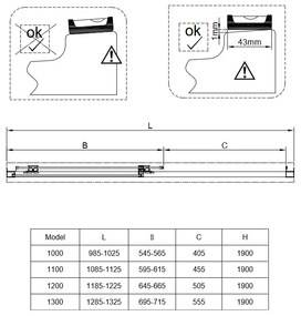 BPS-koupelny Posuvné sprchové dveře PD-NOB  120 cm černá/transparent pro instalaci do niky - bez vaničky