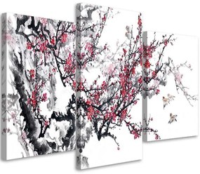 Gario Obraz na plátně Japonské třešňové květy - 3 dílný Rozměry: 60 x 40 cm