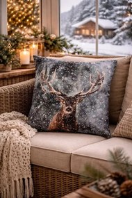 Šedý povlak na polštář s jelenem Deer - 45*45 cm
