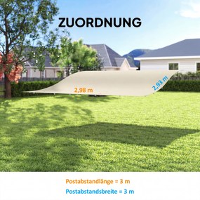Náhradní střecha pro pergolu Markýza pro zastřešení terasy Náhradní střešní plachta pro altán 3 x 3 m 298x293 cm krémově bílá