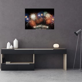 Skleněný obraz ohňostroje (70x50 cm)