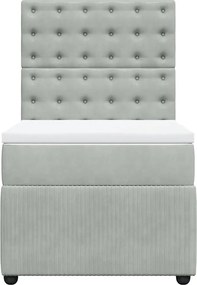 Box spring postel s matrací světle šedá 100x200 cm samet 3292274
