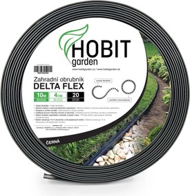 HOBIT garden Zahradní obrubník DELTA FLEX černý 4 cm x 10 m + 20 kotvících hřebů