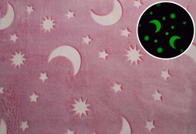 Svitap Mikroplyšová svítící deka Hvězdy růžové 150x200 cm