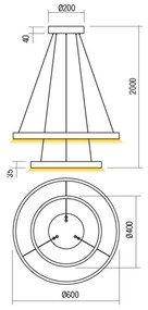 Redo 01-2887 závěsné LED svítidlo stmívatelné Febe pískově bílé, 62W, 3000K, ø60cm