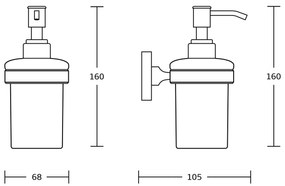 AQUALINE SB219 Samba dávkovač mýdla 150 ml, mléčné sklo, černá