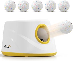 PawHut automatický vrhač míčků pro psy 6–14 m, žlutý