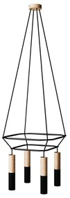creative cables Lustr cage 2 Tub-E14 se 4 dvojitými stínidly Barva: Neutrální-černá