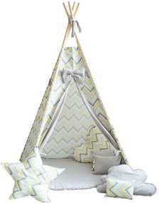 Dětský stan babytýpka teepee cikcak yellow grey