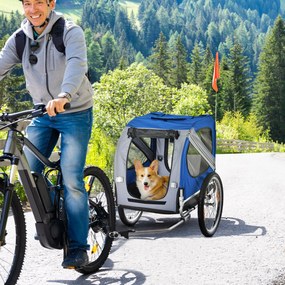 PawHut Kolečkové vozíky pro domácí mazlíčky s 8 reflektory, vlajka a tažné zařízení, ocelový rám, polyester voděodolný, max. 30 kg, 130L x 73W x 90H …