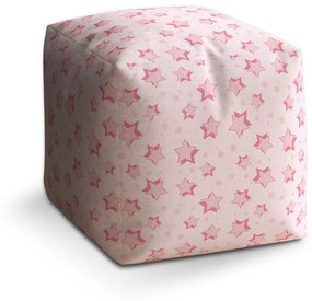 Sablio Taburet Cube Růžové hvězdy: 40x40x40 cm