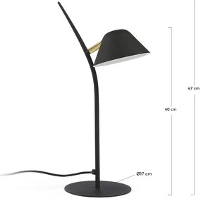 Černá kovová stolní lampa Kave Home Aurelia