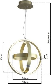 Závěsné LED svítidlo Sirius, 3x LED 80w, 4000k, g