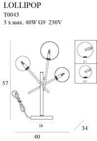 Maxlight T0043 Stolní lampa LOLLIPOP černá + čiré sklo