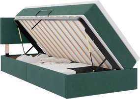 Postel s úložným prostorem Tmavě zelená 90 x 200 cm samet 3370674