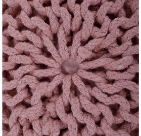 Pletený taburet, pudrová růžová bavlna, GOBI TYP 1