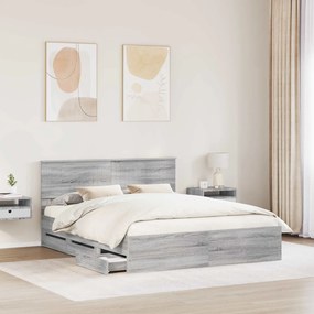 Rám postele s čelo Šedá Sonoma 160 x 200 cm Inženýrské dřevo 3410691