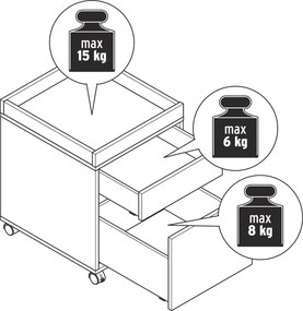 Tchibo - Kontejner na kolečkách s odkládací plochou - barva: bílá