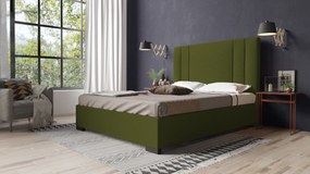 Eka Čalouněná postel Berry - Riviera 140x200 cm Barva látky Riviera: Hnědá (26), Úložný prostor: S kovovým rámem úložného prostoru