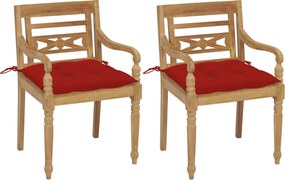 vidaXL Židle Batavia 2 ks s mi poduškami masivní teakové dřevo [3062153] Barva: krémová