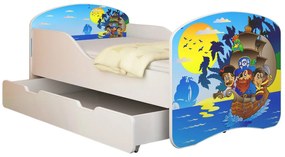 Dětská postel - Piráti + jméno 160x80 cm + šuplík