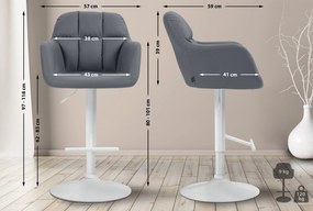 Barová židle Natoma umělá kůže bílá konstrukce – šedá