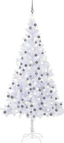 vidaXL Umělý vánoční stromek s LED a sadou koulí 210 cm 910 větviček [3077495] Barva: Zeleno-šedý