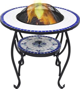 vidaXL Mozaikový stolek s ohništěm a bílý 68 cm keramika [46724] Barva: Modrá