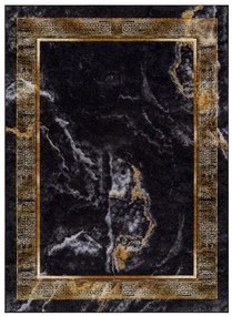 Dywany Łuszczów, Kusový koberec Miro 51278.809 Marble black / gold, 80x150, černá, chodba / předsíň