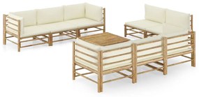 9dílná zahradní sedací souprava + krémově bílé podušky bambus - Default Title