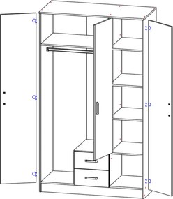 Skříň se zrcadlem 3d2s kašmír Kami